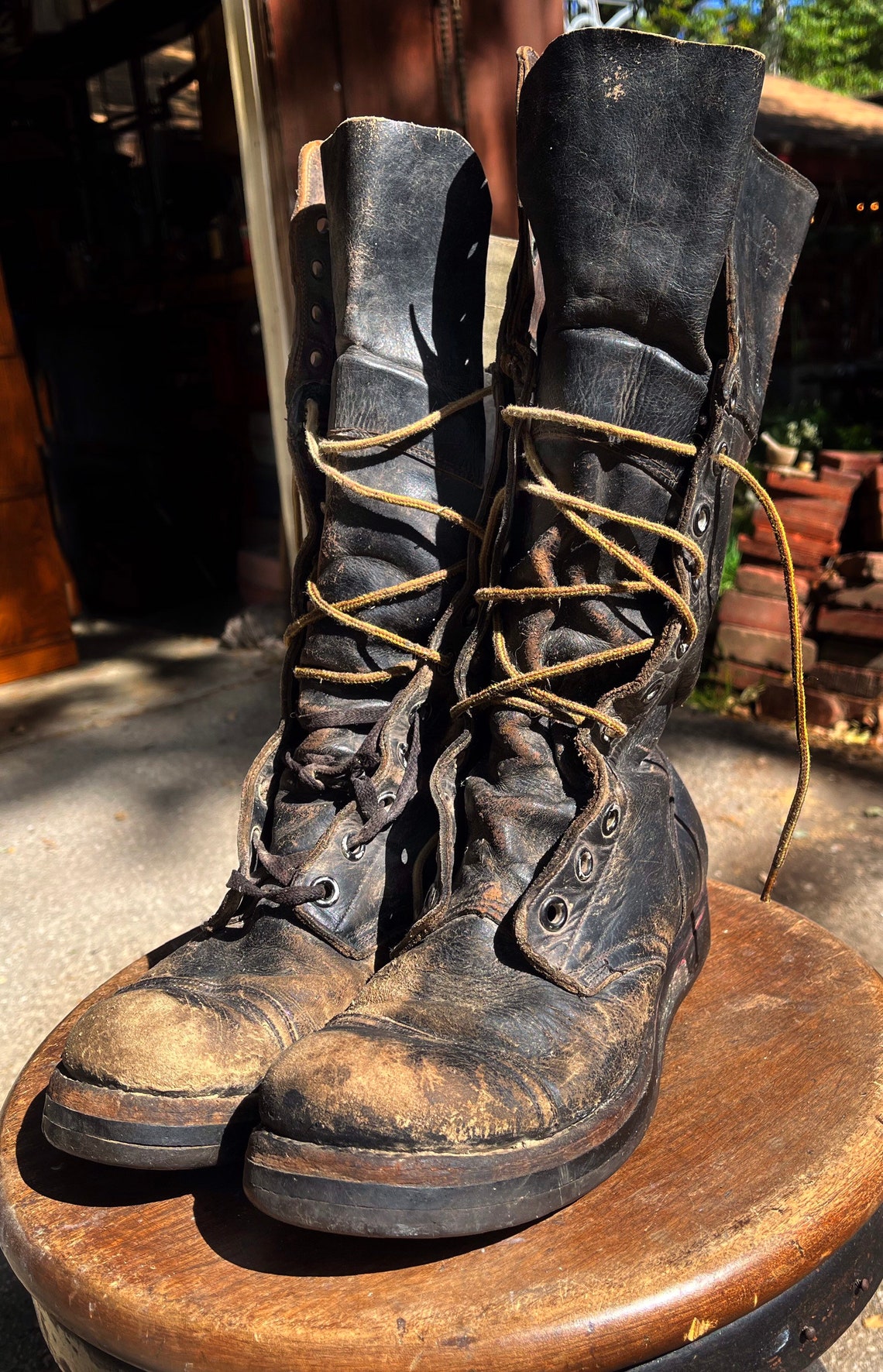 1950s RARE Vintage Motorcycle Boots Lace Up Knee High Mens | Etsy