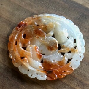Carved Multicolored JADE Disc Pendant - Etsy