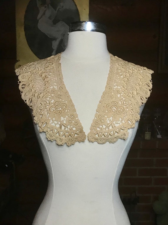 Antique Crocheted Collar - Victorian Ladies Collar - … - Gem