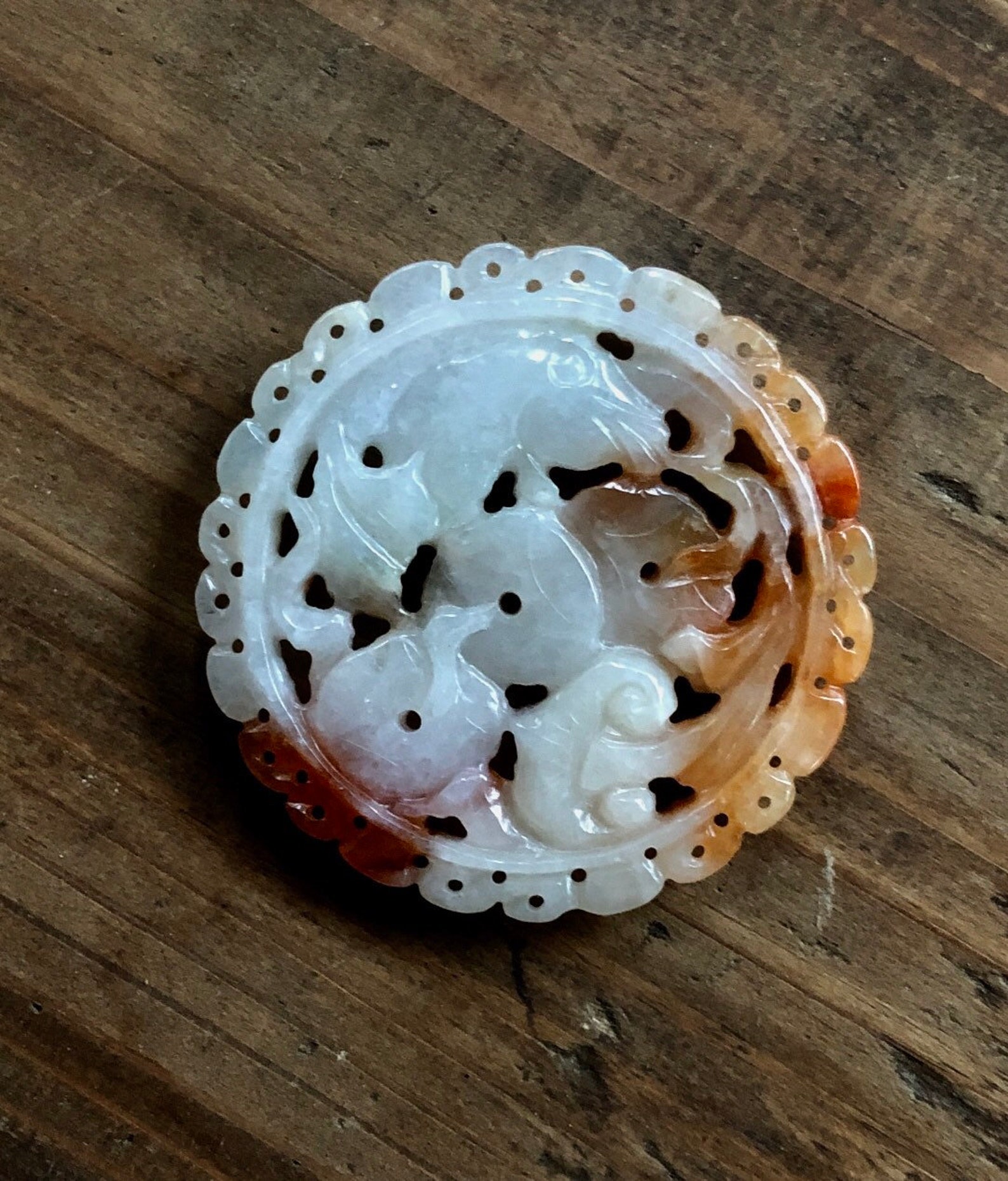 Carved Multicolored JADE Disc Pendant - Etsy