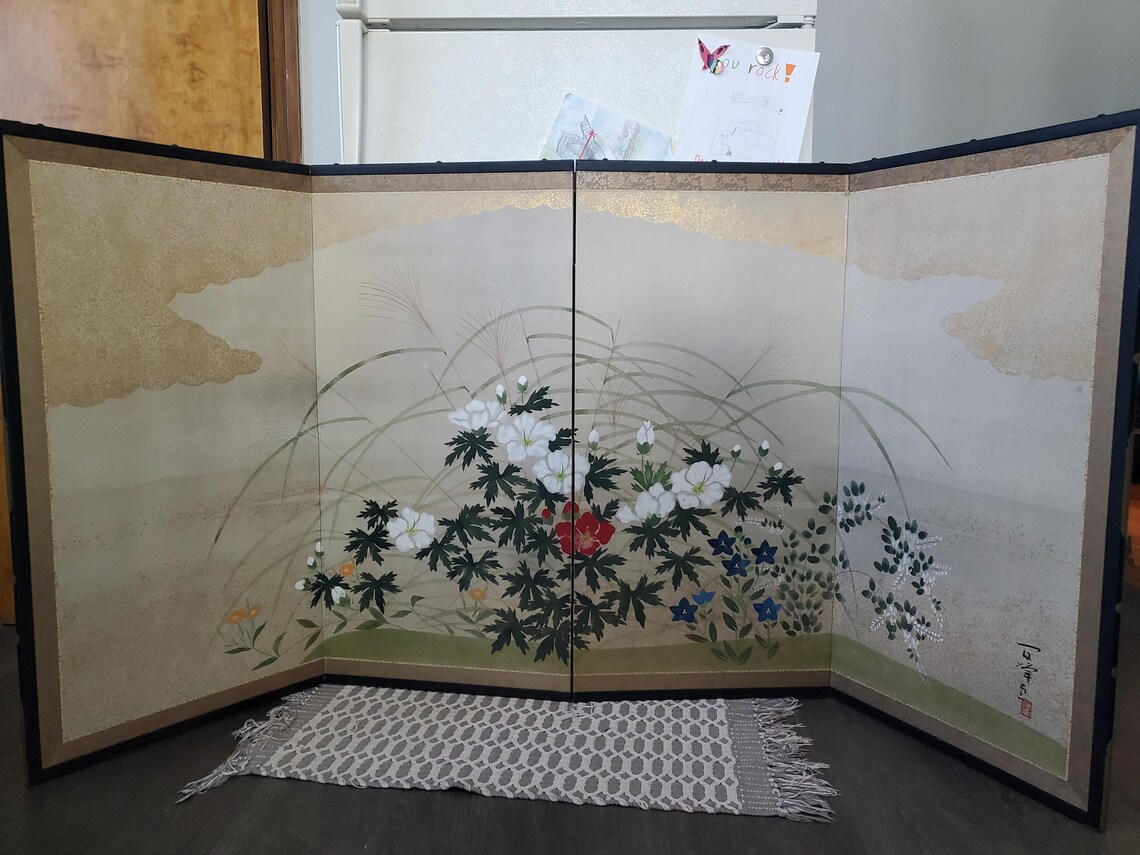 Large Vintage Japanese Table Top Screen - Etsy