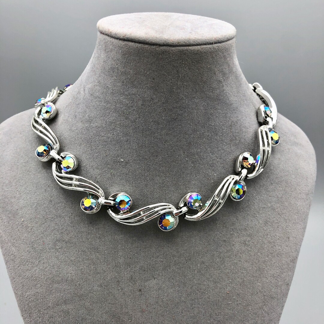 Vintage Aurora Borealis Rhinestone Choker, 15.25 Hook - Etsy