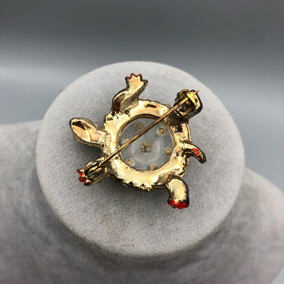 Rhinestone Studded Jelly Belly Sea Turtle Brooch with… - Gem
