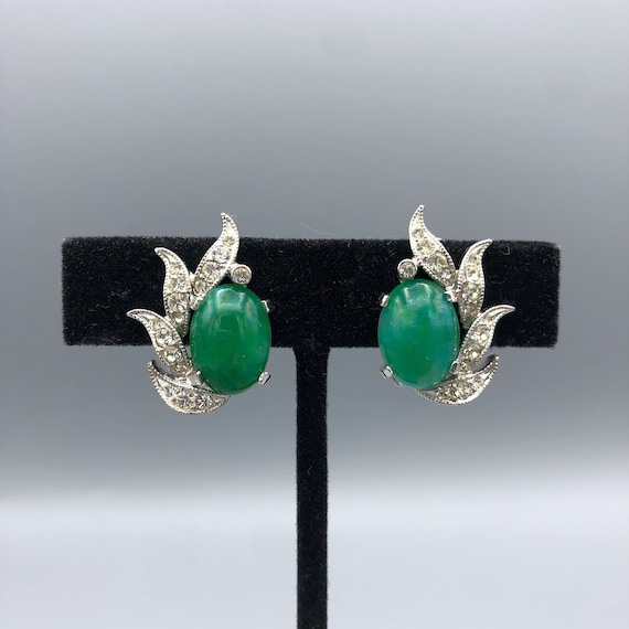 Signed Eisenberg Jade Matrix Earrings with Icing, 1 1… - Gem