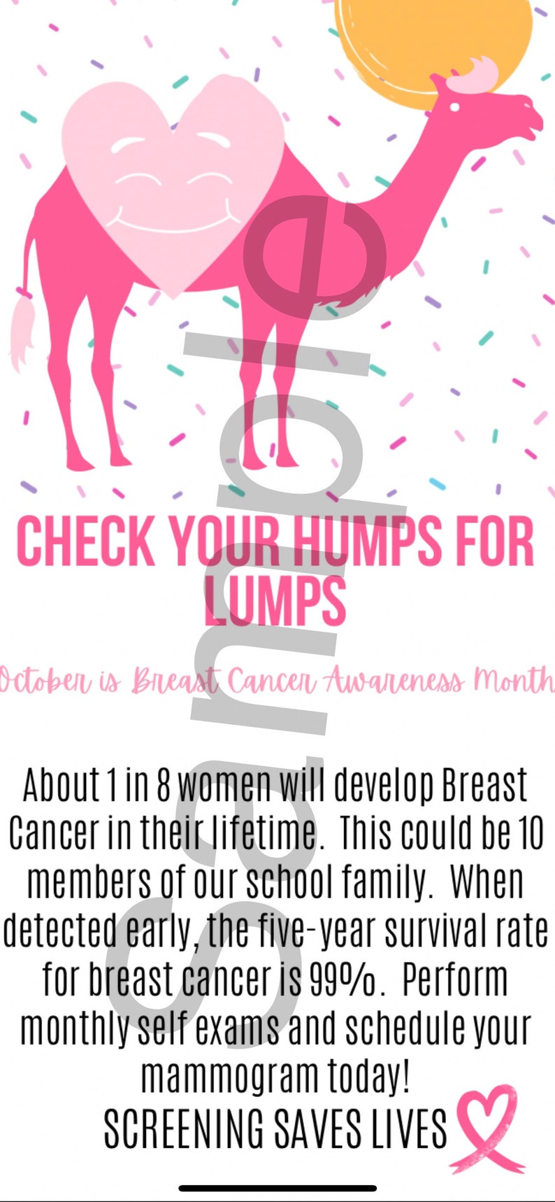 Check Your Humps for Lumps Breast Cancer Awareness Cards - Etsy
