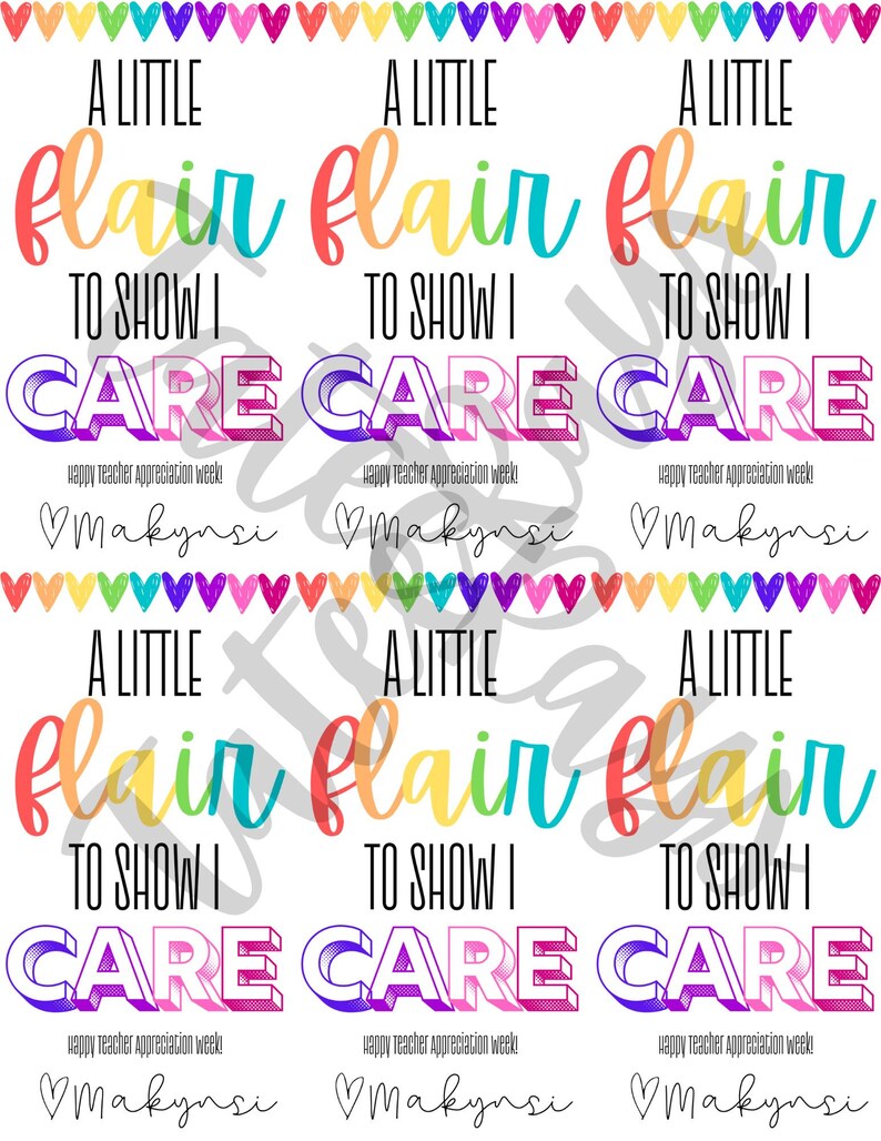 A Little Flair to Show I Care Gift Tags - Etsy