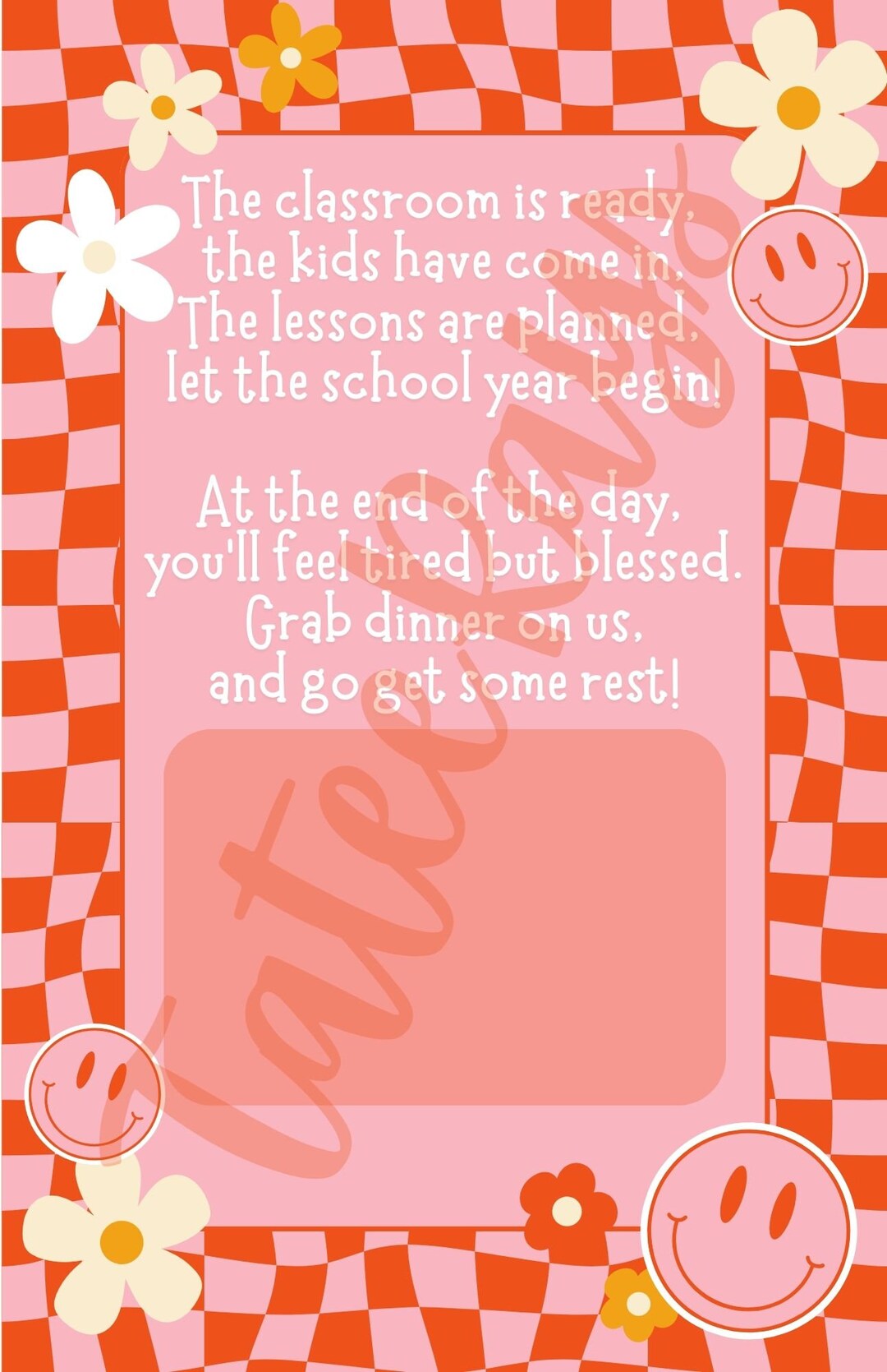 First Day of School Teacher Dinner Gift Card - Etsy