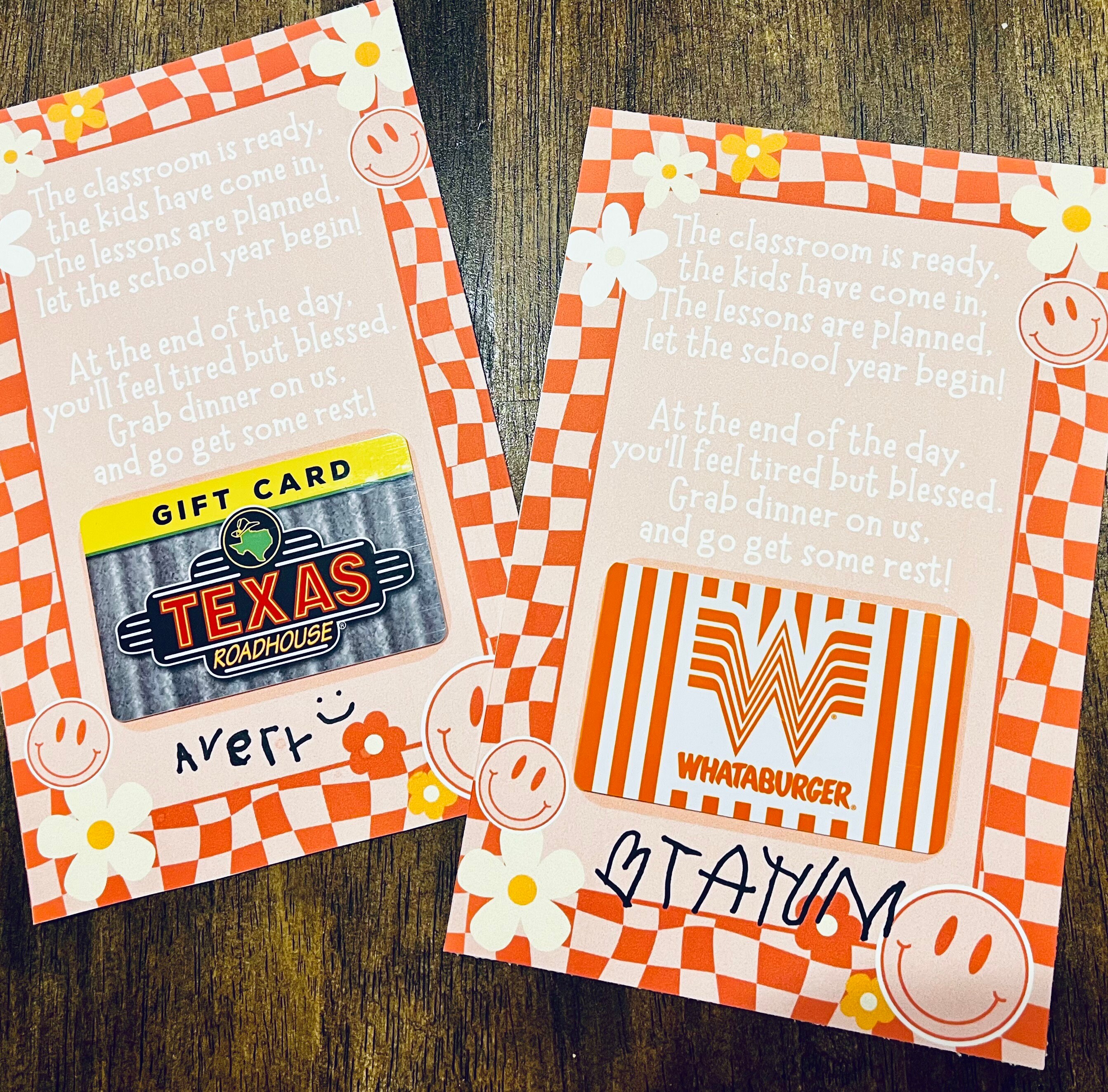 First Day of School Teacher Dinner Gift Card - Etsy