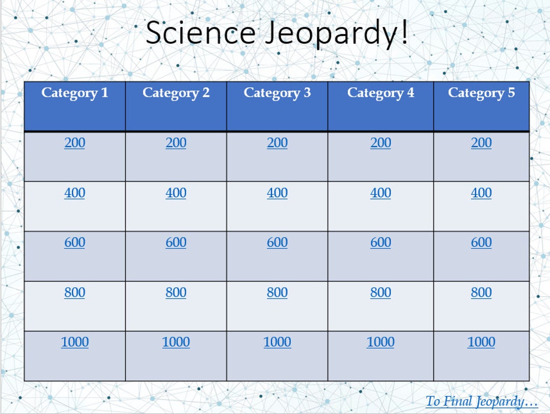 Science Class Jeopardy Board Powerpoint Template Customizable Classroom ...