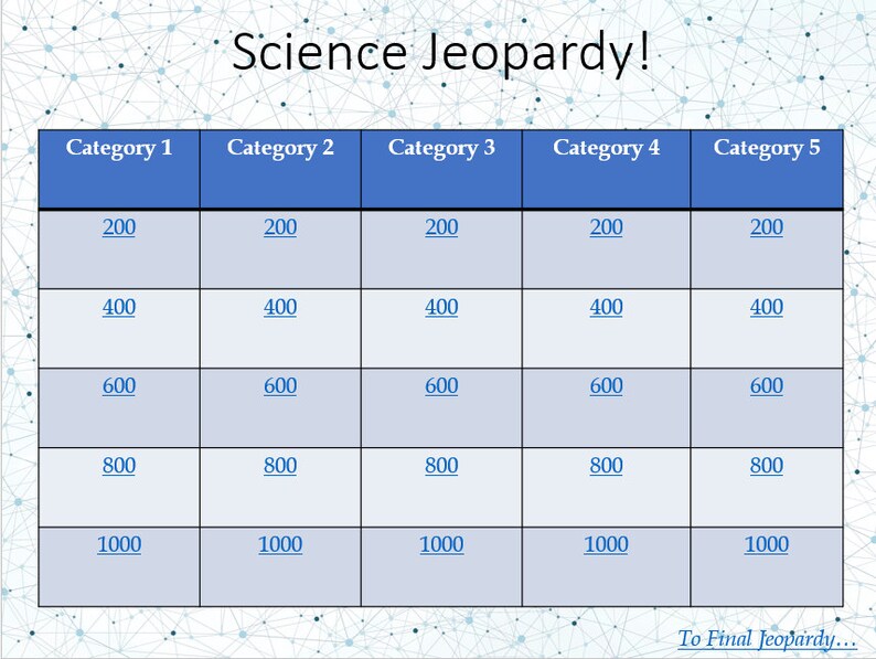 Science Class Jeopardy Board Powerpoint Template Customizable Classroom ...