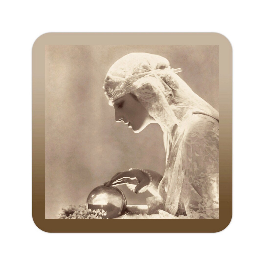 Medium With A Crystal Ball Vintage Image Custom Coasters 4pc Set - Etsy