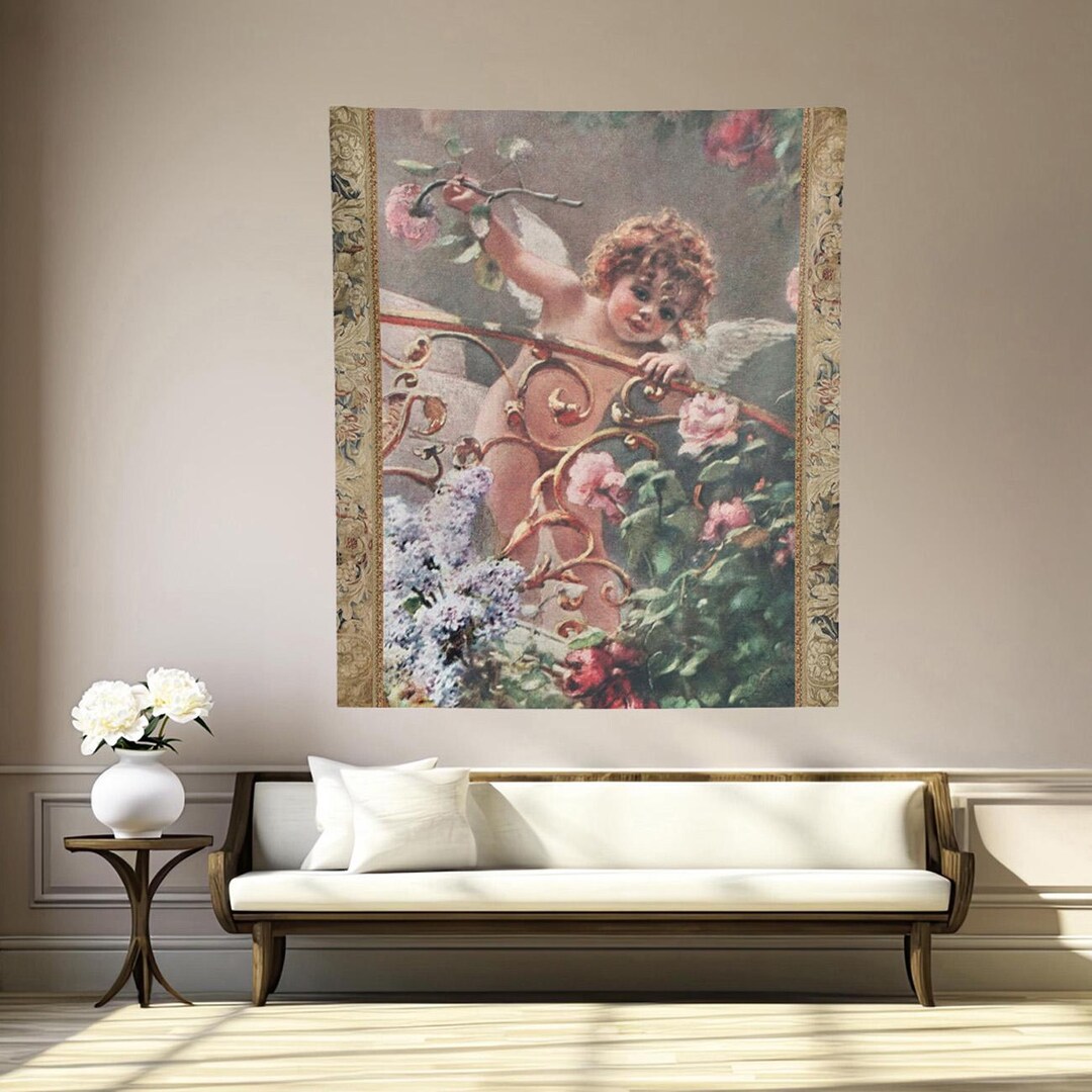 Cherub With Flowers by Makovsky Tapestry Backdrop Curtain Tablecloth ...