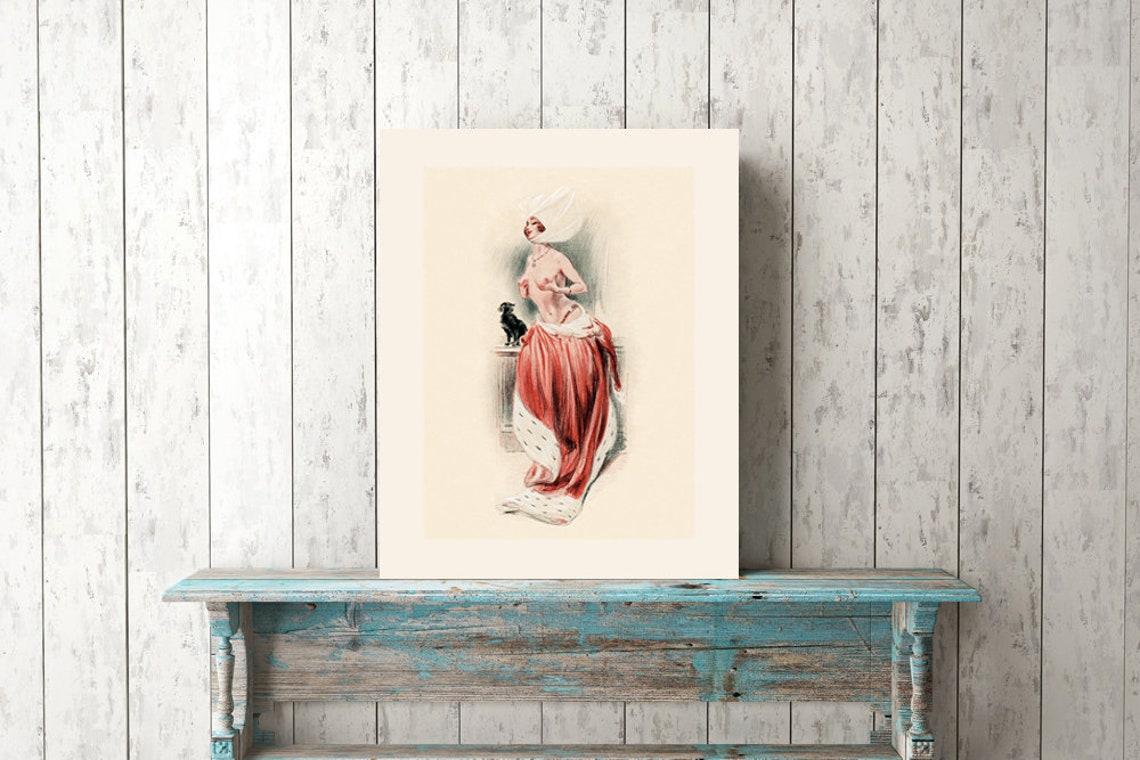 Risque Renaissance Lady Vintage Image Poster Print Paper or - Etsy