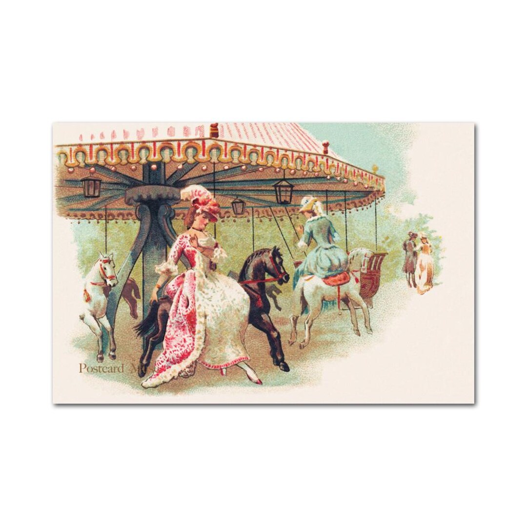 Victorian Carousel Horse Lady Antique Image 4x6 Art Paper Print - Etsy
