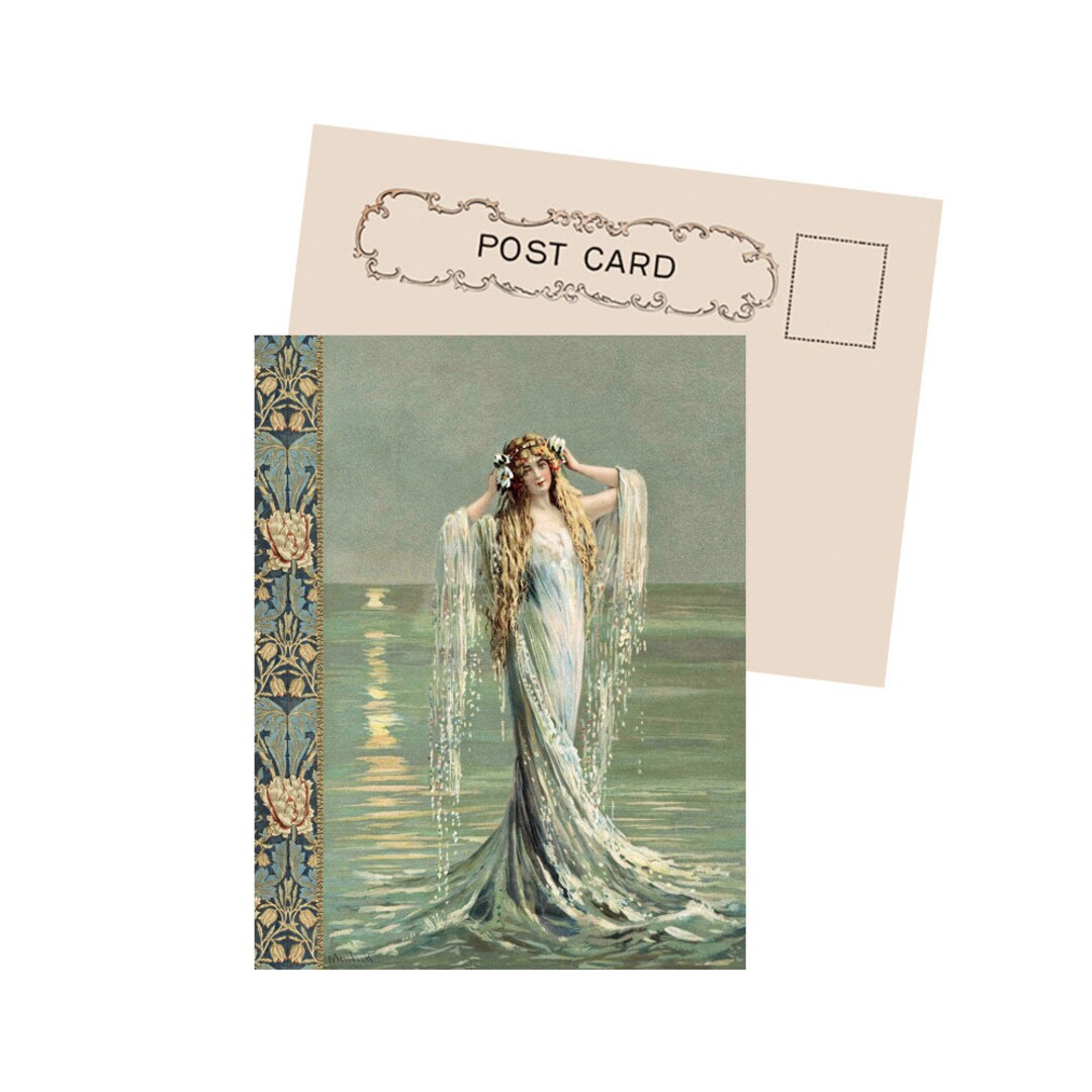 Fantasy Sea Nymph Mermaid New Vintage Image Postcard - Etsy