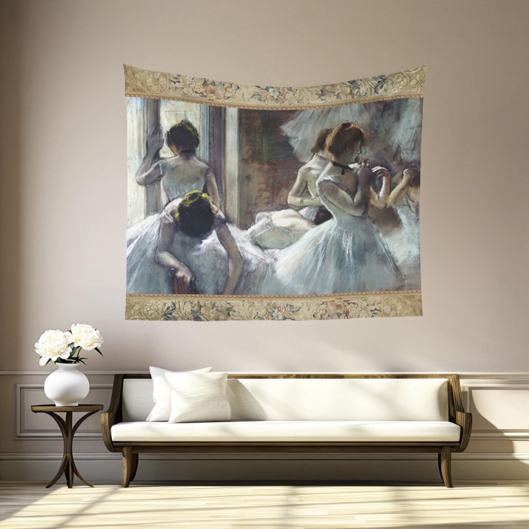 Ballerinas in Blue by Degas Antique Image Tapestry Backdrop Curtain ...