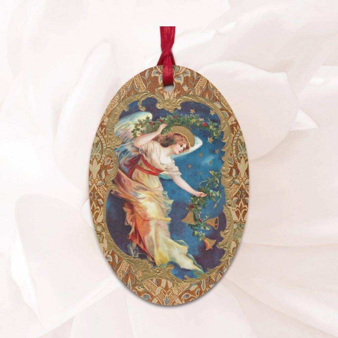 Victorian Christmas Angel With Bells Hanging Wood Ornament Magnet - Etsy