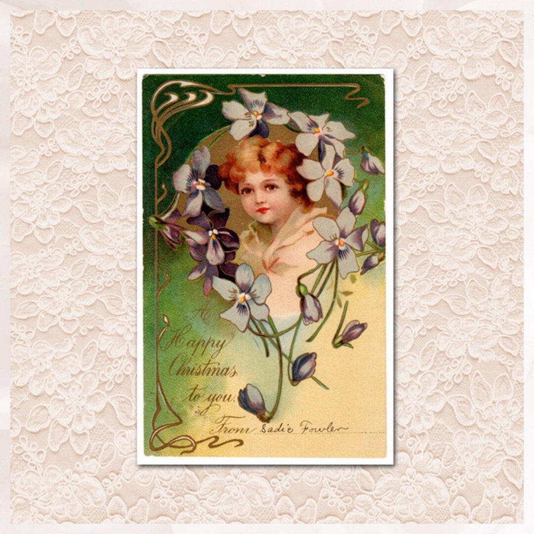 Art Nouveau Clapsaddle Christmas Child Framed in Violets - Etsy