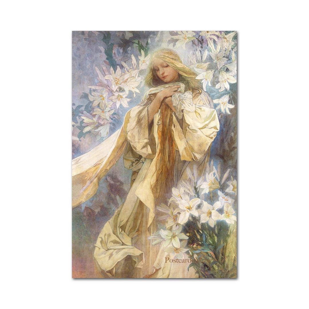 Madonna of the Lilies by Mucha Vintage Image Paper Poster Print - Etsy