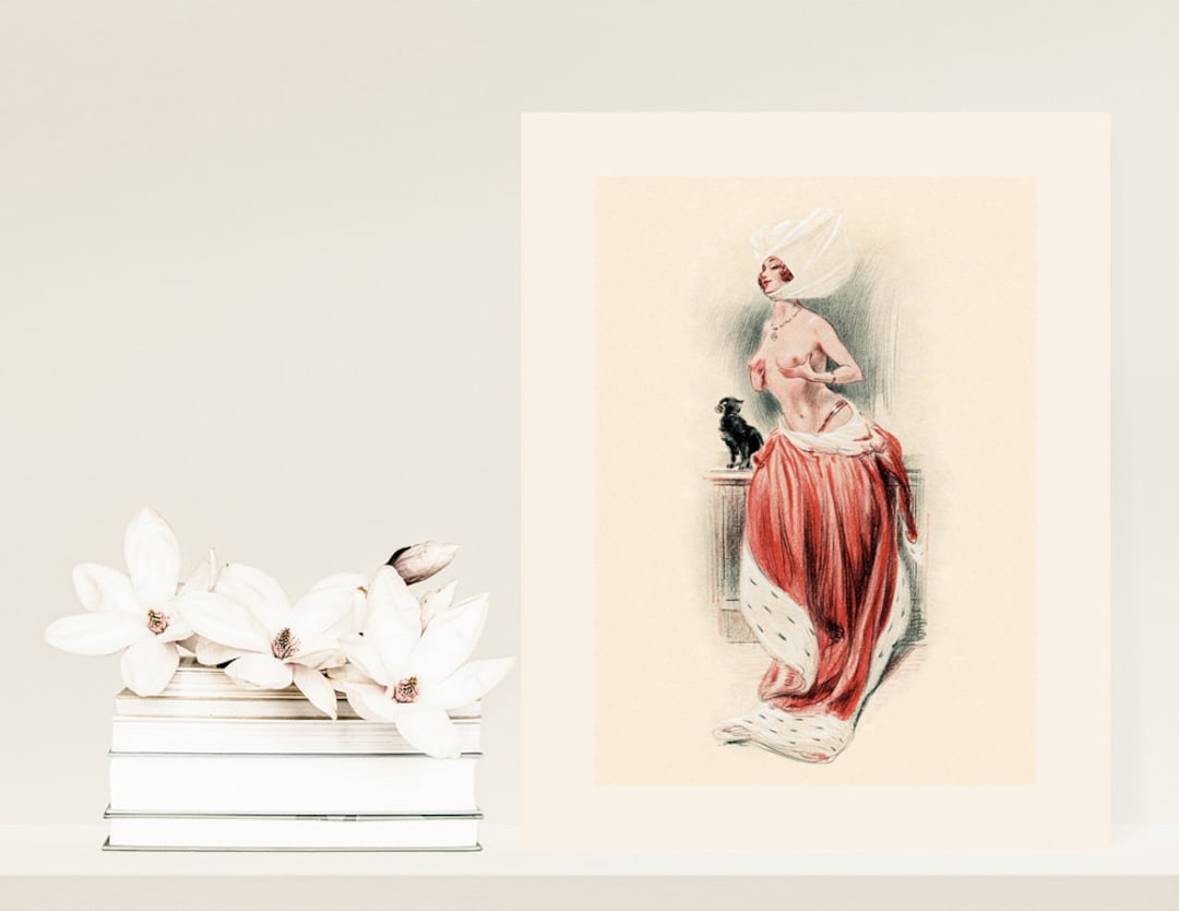Risque Renaissance Lady Vintage Image Poster Print Paper or - Etsy