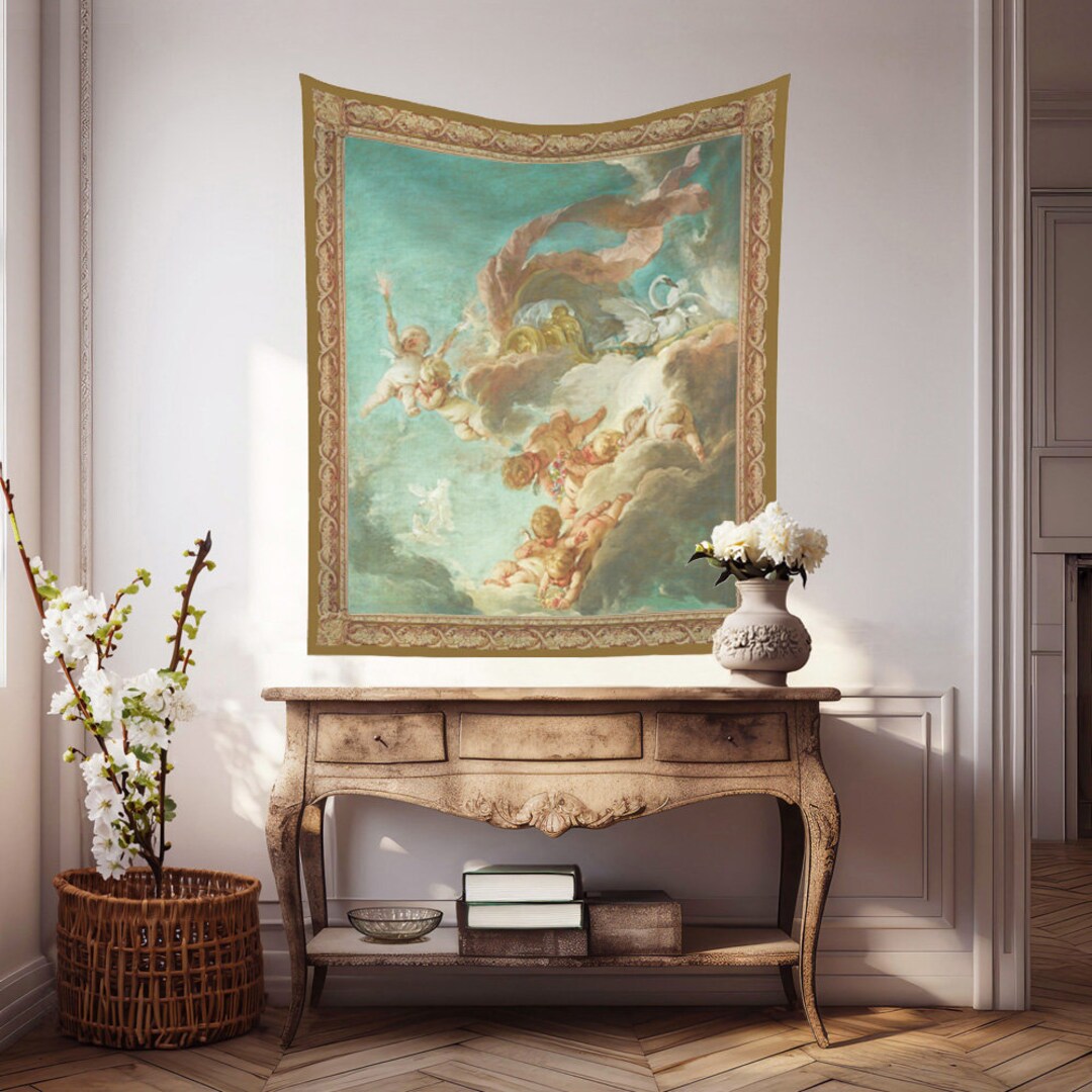 Cherubs With the Chariot of Venus by Boucher Tapestry Backdrop Curtain ...