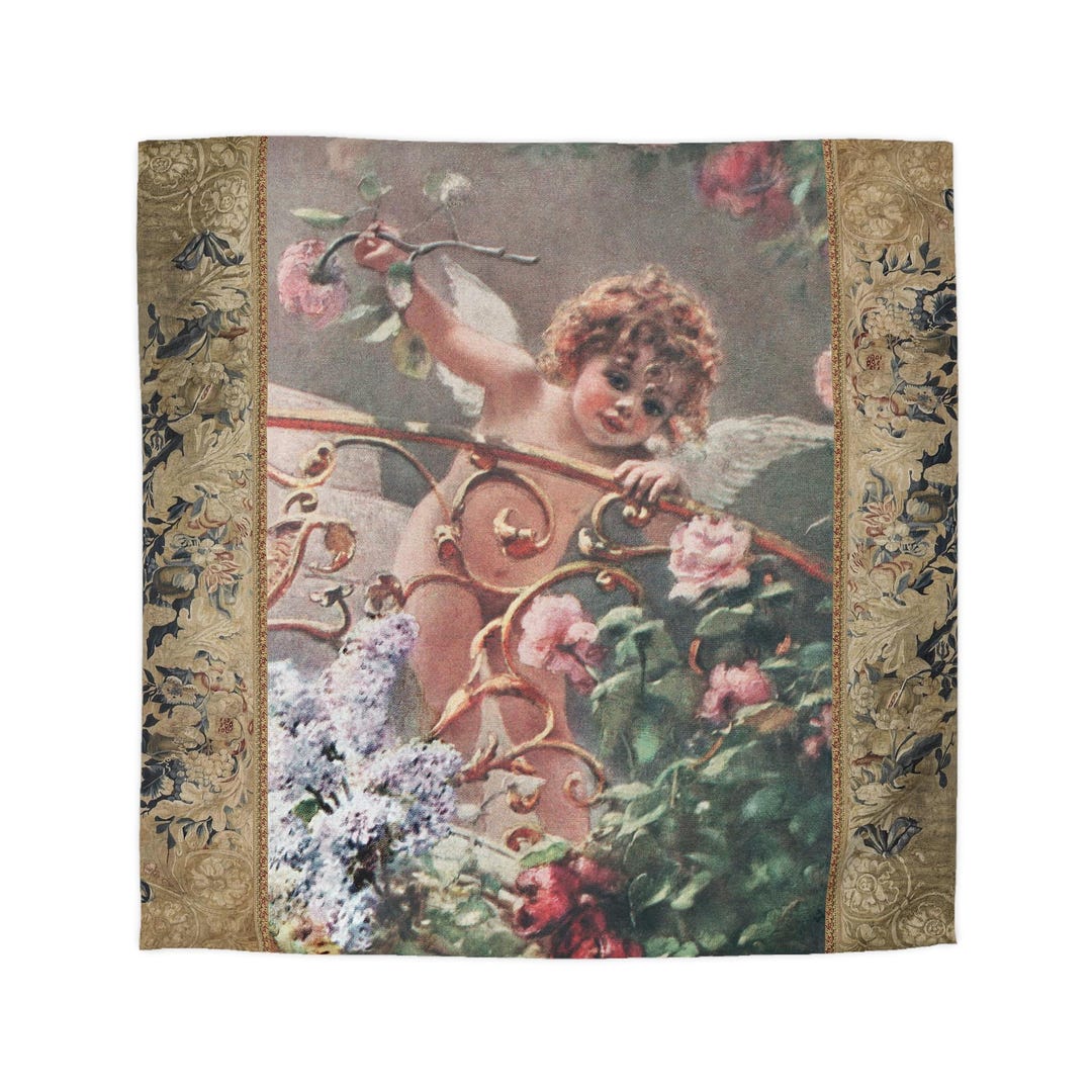 Cherub With Flowers by Makovsky Microfiber Duvet Cover - Cozy and ...