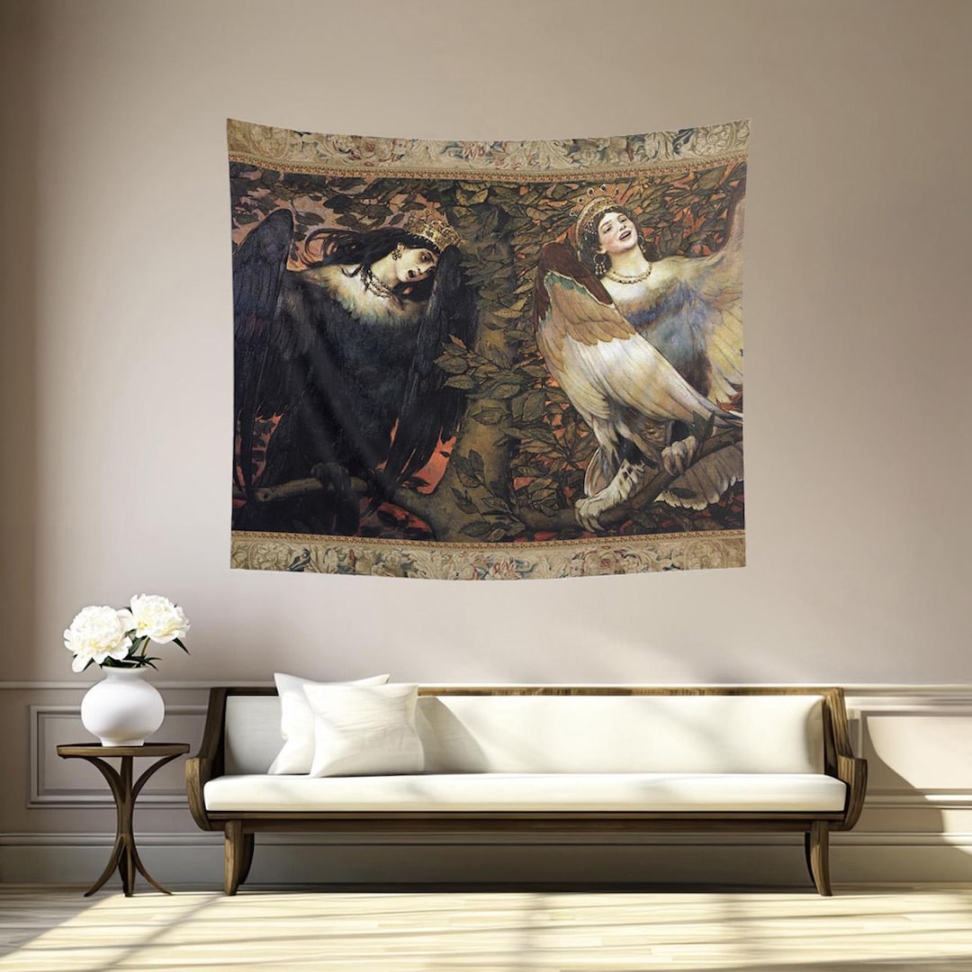 Russian Sirin and Alkonost Song of Joy & Sadness by Vasnetsov Tapestry ...