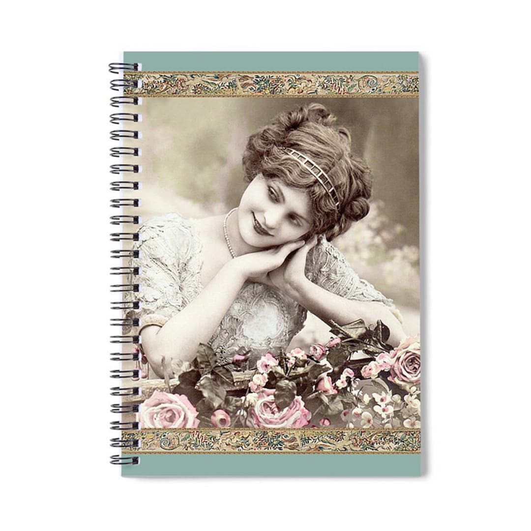 Edwardian Lady With Roses Vintage Photo Image Custom Notebook Journal ...