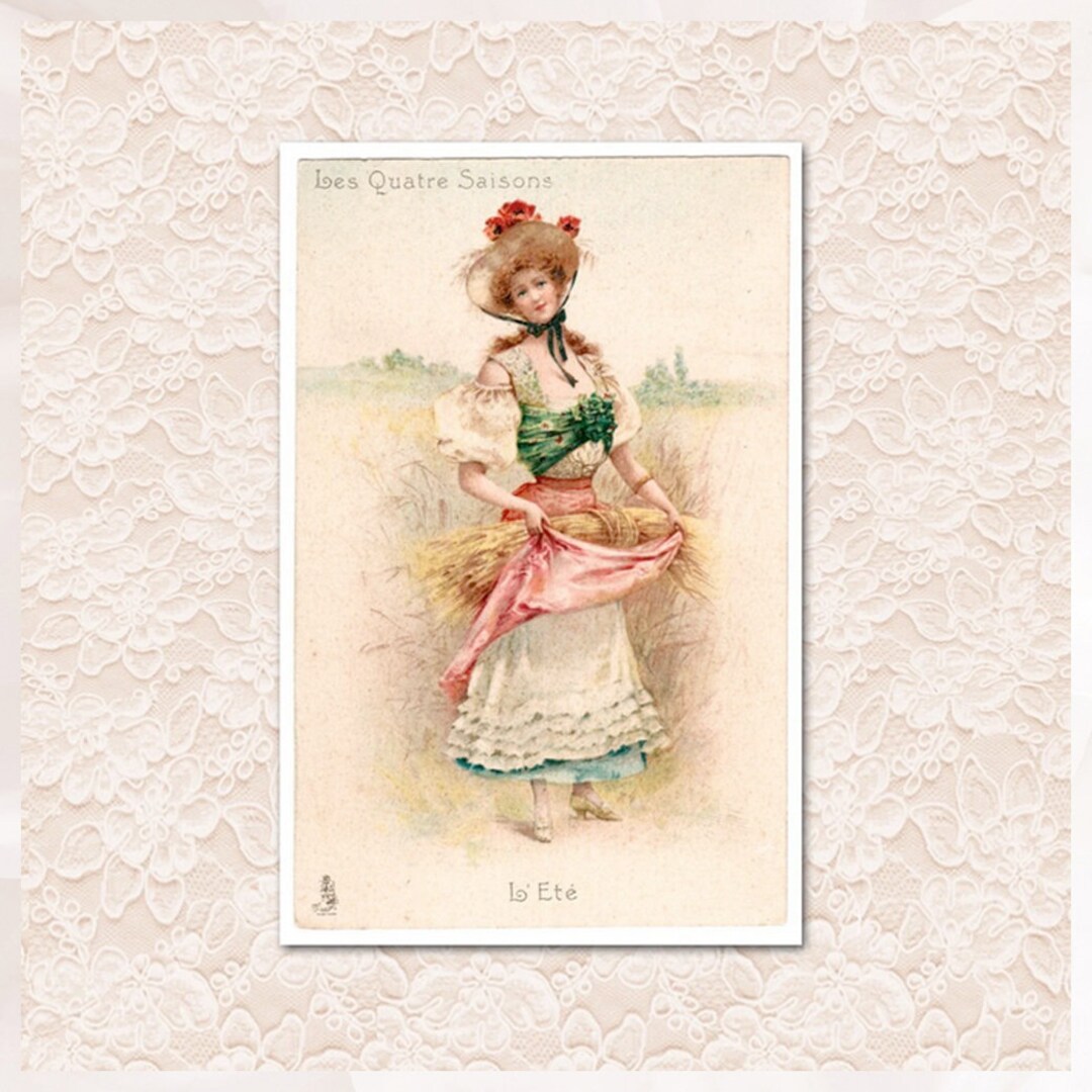 Four Seasons Lady as Summer Original Antique Art Postcard - Etsy