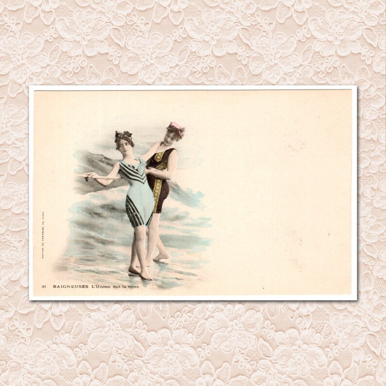 Two Edwardian Bathing Beauties Original Antique Photo Postcard - Etsy