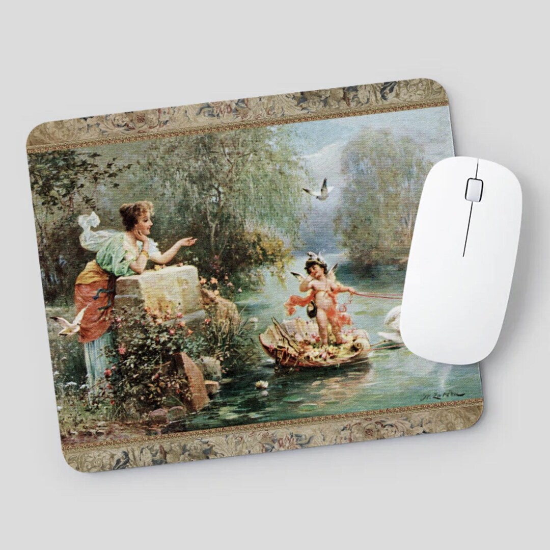 Cupid With A Swan by Zatzka Antique Image Custom Mouse Pad - Etsy