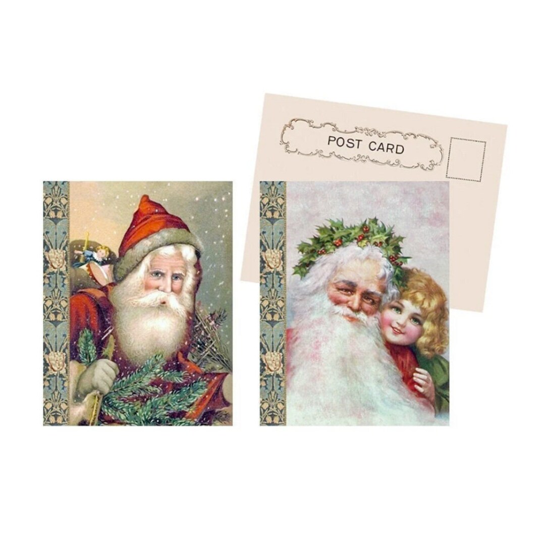 Victorian Christmas Old World Santa New Vintage Image Postcard Set - Etsy