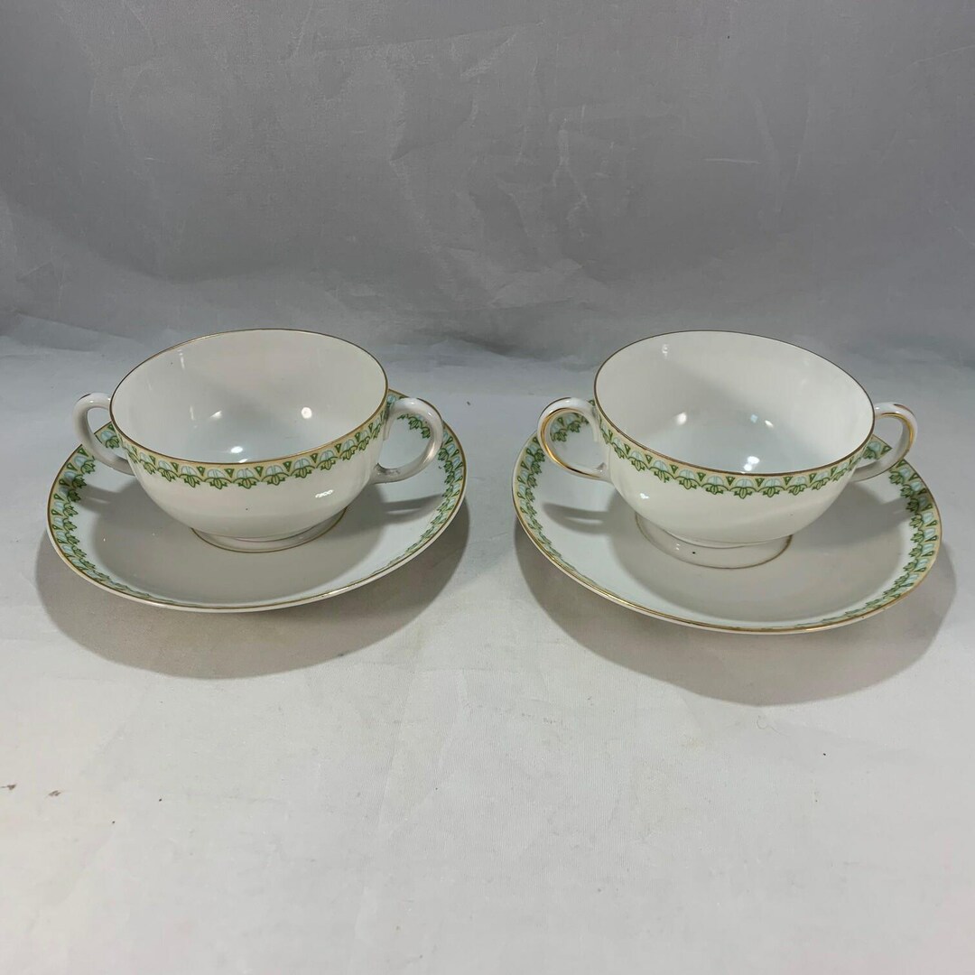 Pair of Moritz Zdekauer MZ Austria Cream Soup Bouillon Cups and ...