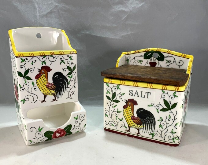 CHOICE Vintage 1950s Py Rooster and Roses Match Safe or Salt Box - Etsy