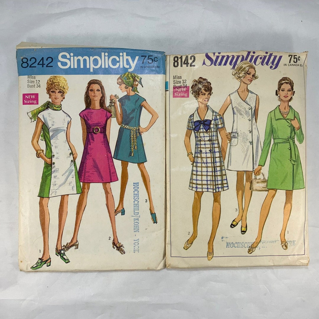 Two Vintage 1969 Simplicity Patterns Ladies Dresses Bust 34--groovy! - Etsy