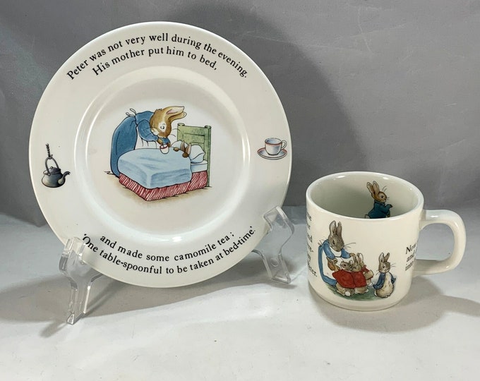 Vintage Wedgwood Two Piece Peter Rabbit Child's Dinnerware Setcup and 7 ...