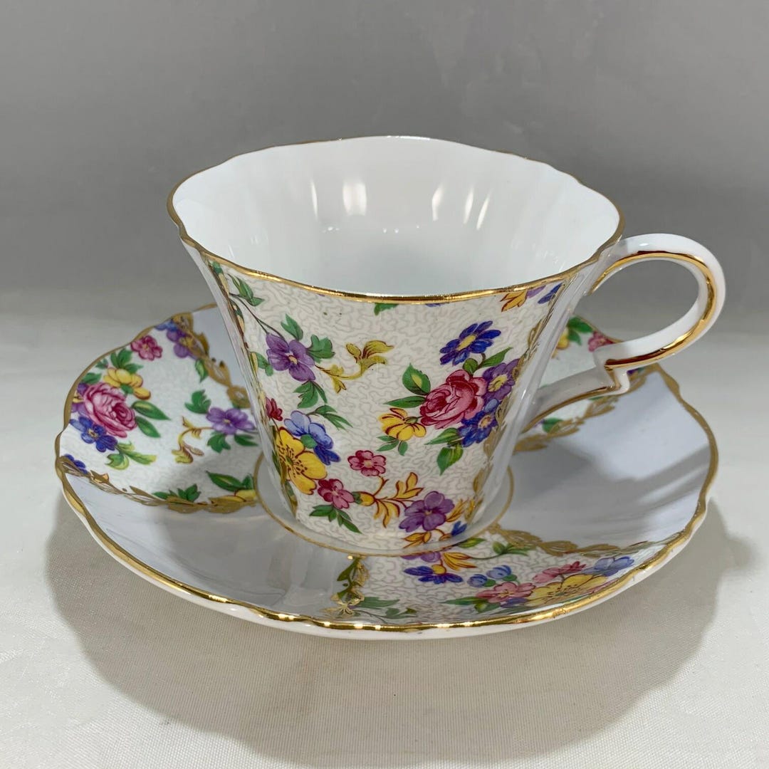 Vintage Royal Standard Cup and Saucer--multi Colored Flowers - Etsy