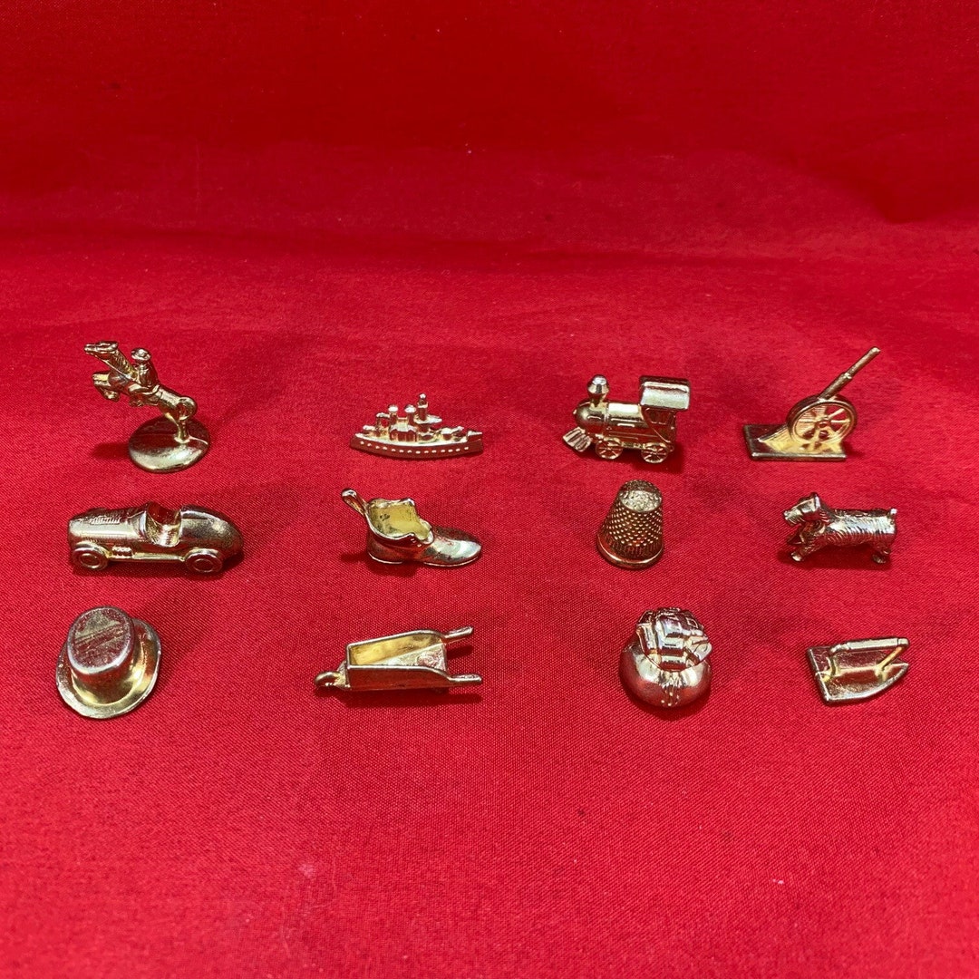 Twelve Gold Tone Monopoly Tokens From 1990s Deluxe Edition--complete ...