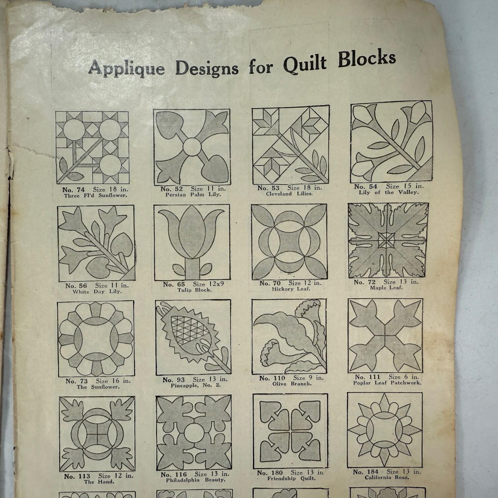 Scan of 1930s Quilt Patterns Catalog--pictures of Over 500 Vintage ...
