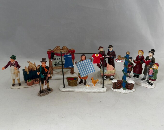 Vintage Small Resin Christmas Villagers Set With Santa & Mrs. Claus and ...