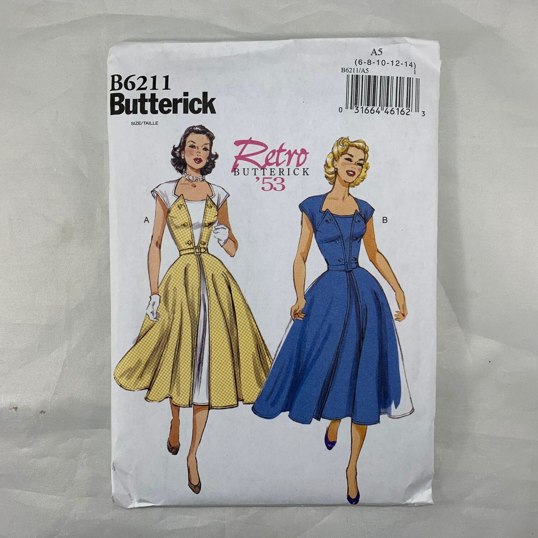 Butterick Retro Pattern B6211 Updated Repro of 1953 Dress Pattern Sizes ...