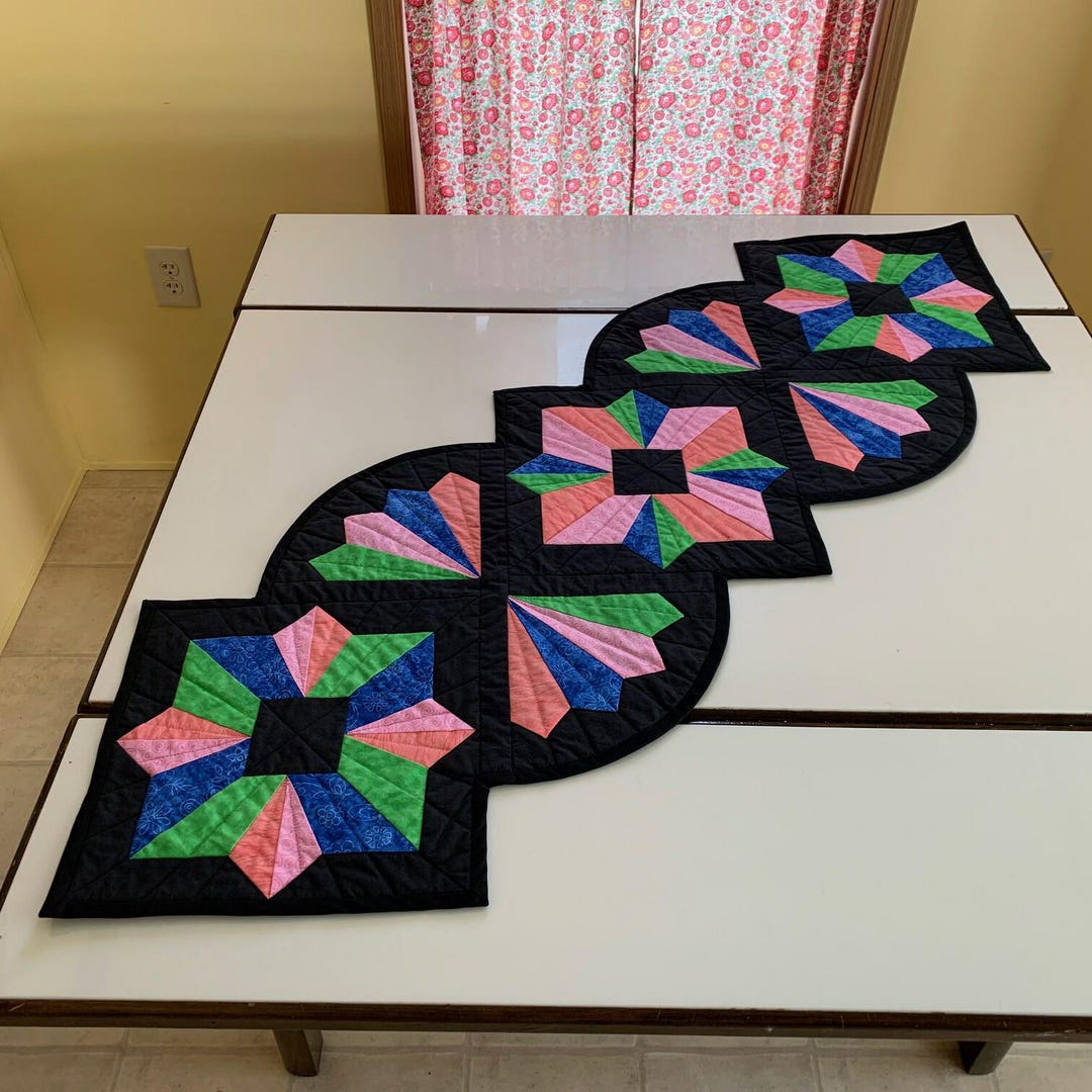 Brightly Colored Quilted Table Runner--made by Hand and Sewing Machine ...