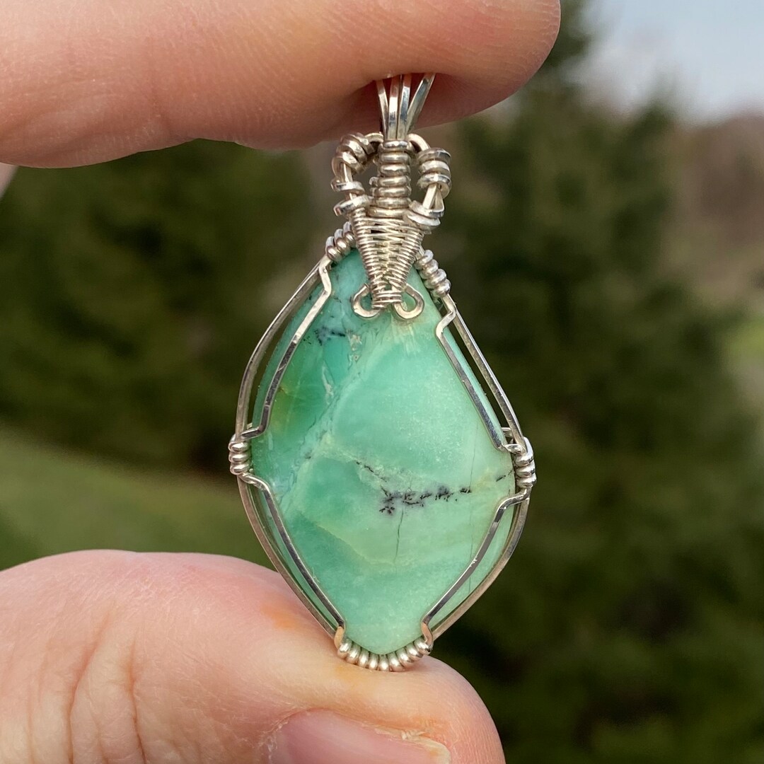 Lemon Chrysoprase Wire Wrapped Pendant | Citron Chrysoprase Jewelry - Etsy
