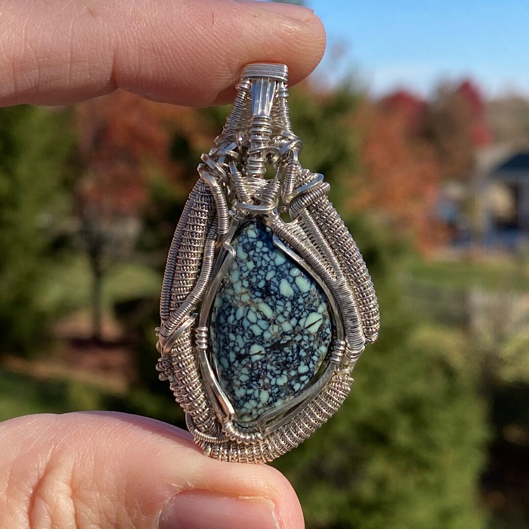 Variscite Wire Wrapped Pendant | New Lander Royal Web Variscite ...