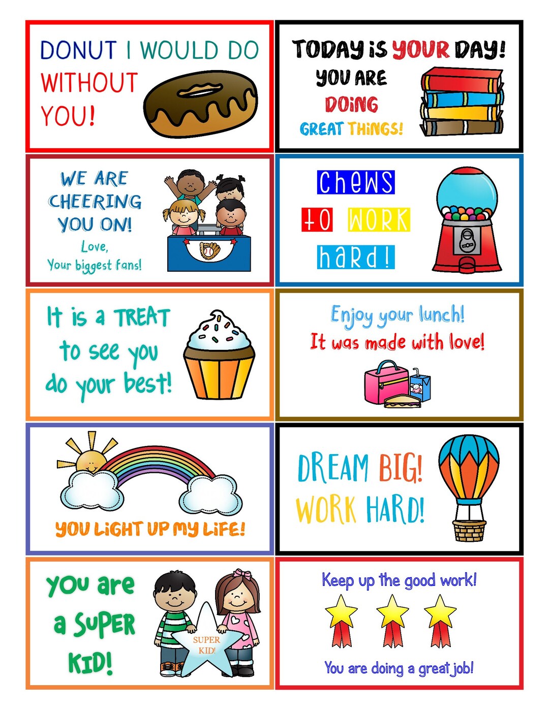 Positive Lunch Box Notes - Etsy