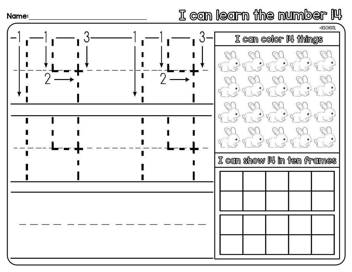 Number Writing Practice Pages 0-20 - Etsy