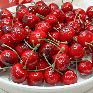 Set of 10 * Fake Life Size Cherries With A Little Dark Shading ...