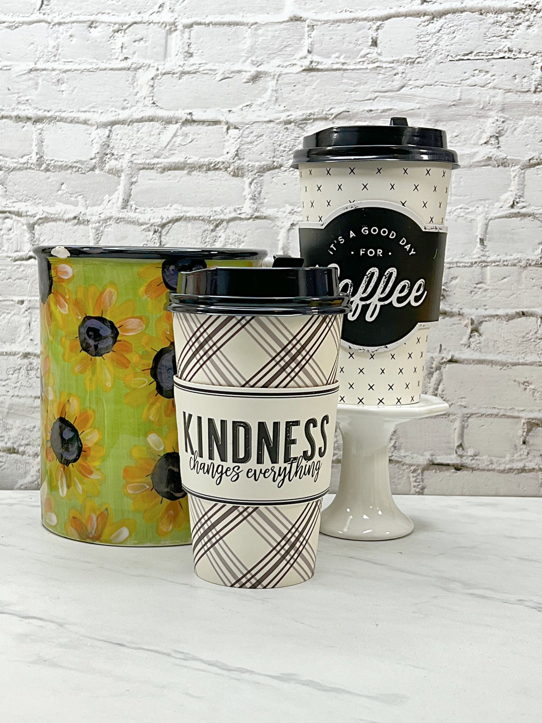 Set of 4 * Kindness Coffee Cup, To-go Cup, Disposable Coffee Cup, Happy ...