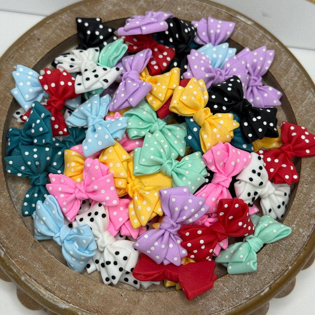 Fake Bow *** Mini Bow, Faux Bow, Polka Dot Bow, Resin Bow, Cartoon Bow ...