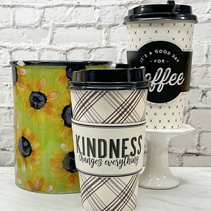 Set of 4 * Kindness Coffee Cup, To-go Cup, Disposable Coffee Cup, Happy ...